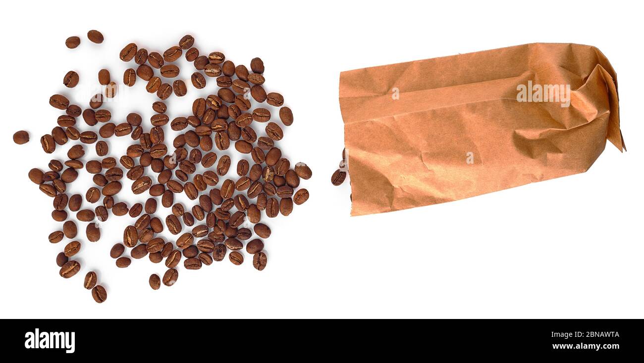 kraft paper coffee grain pack isolated on white background Stock Photo ...