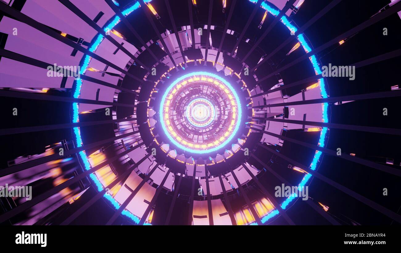 High angle shot of the beautiful purple neon lights shaped like a ...