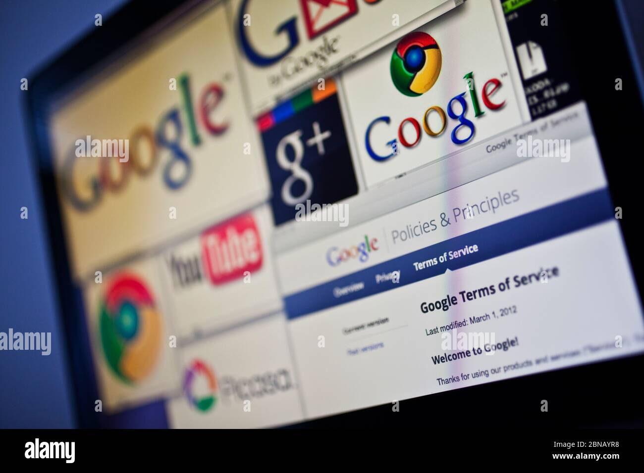 Google, Gmail, Google Plus, Google Chrome, Picasa, YouTube, new Terms ...