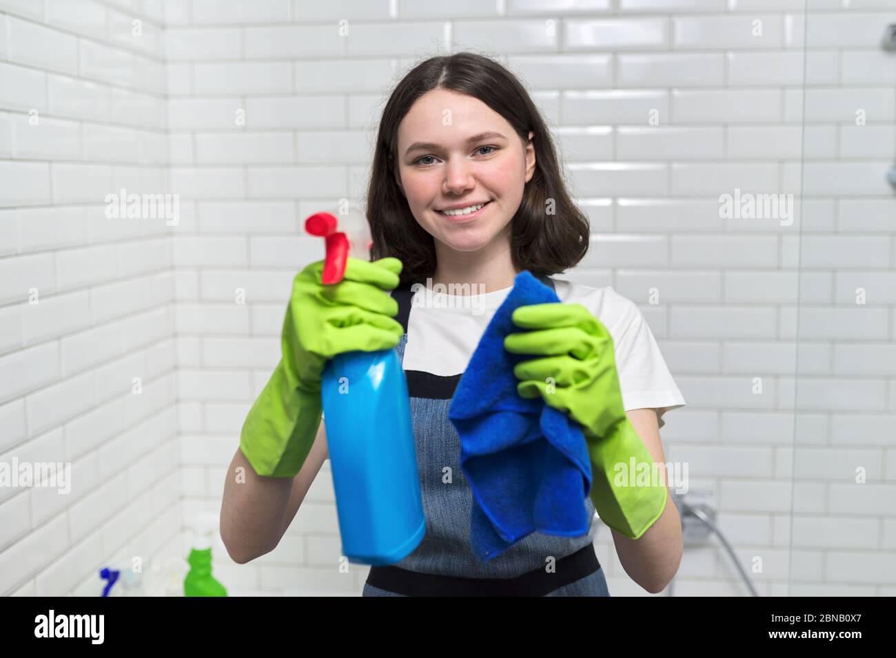 Teenager girl doing housework High Resolution Stock Photography and ...