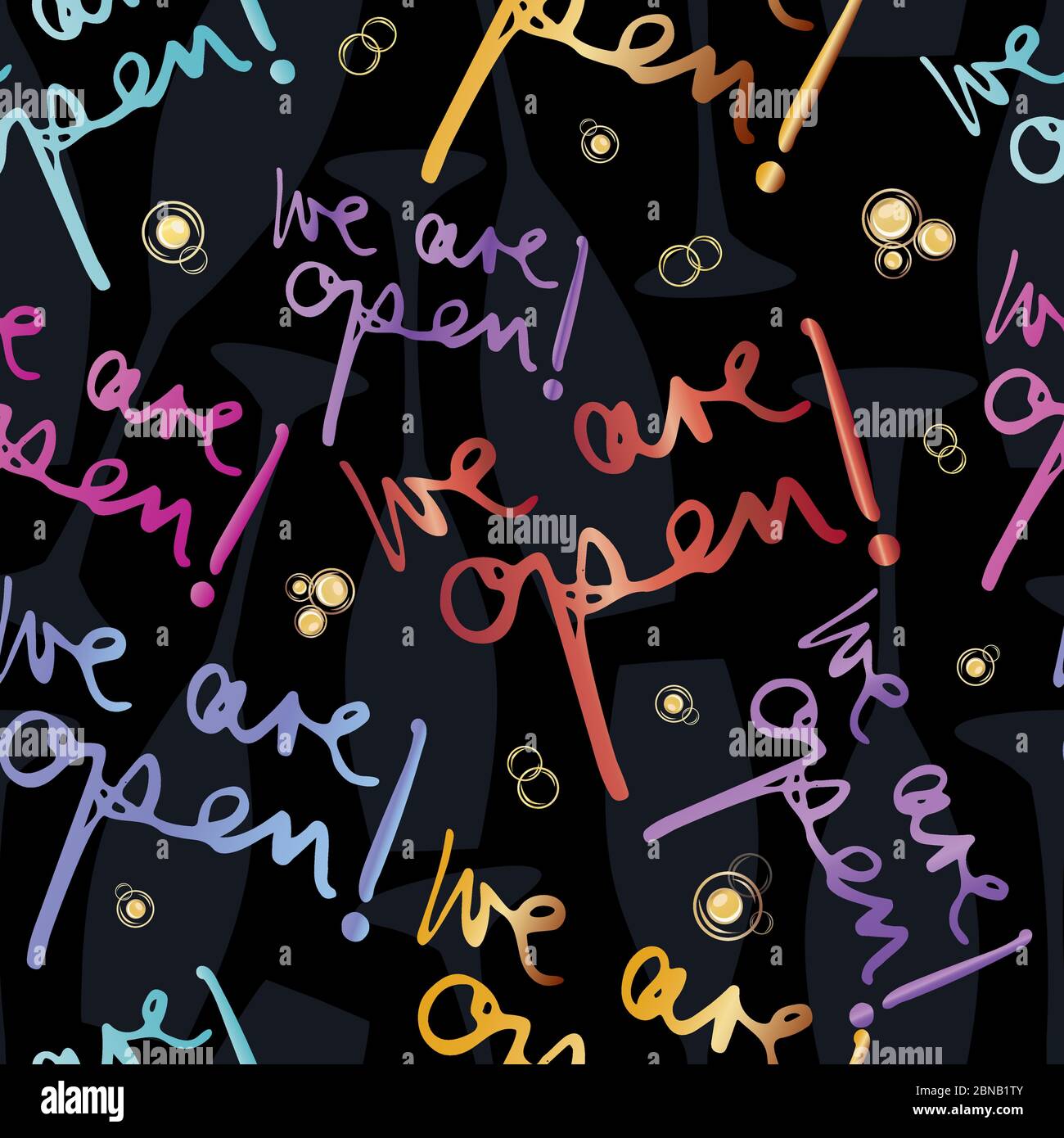 Vector hand lettered text announcing business opening. Seamless pattern ...