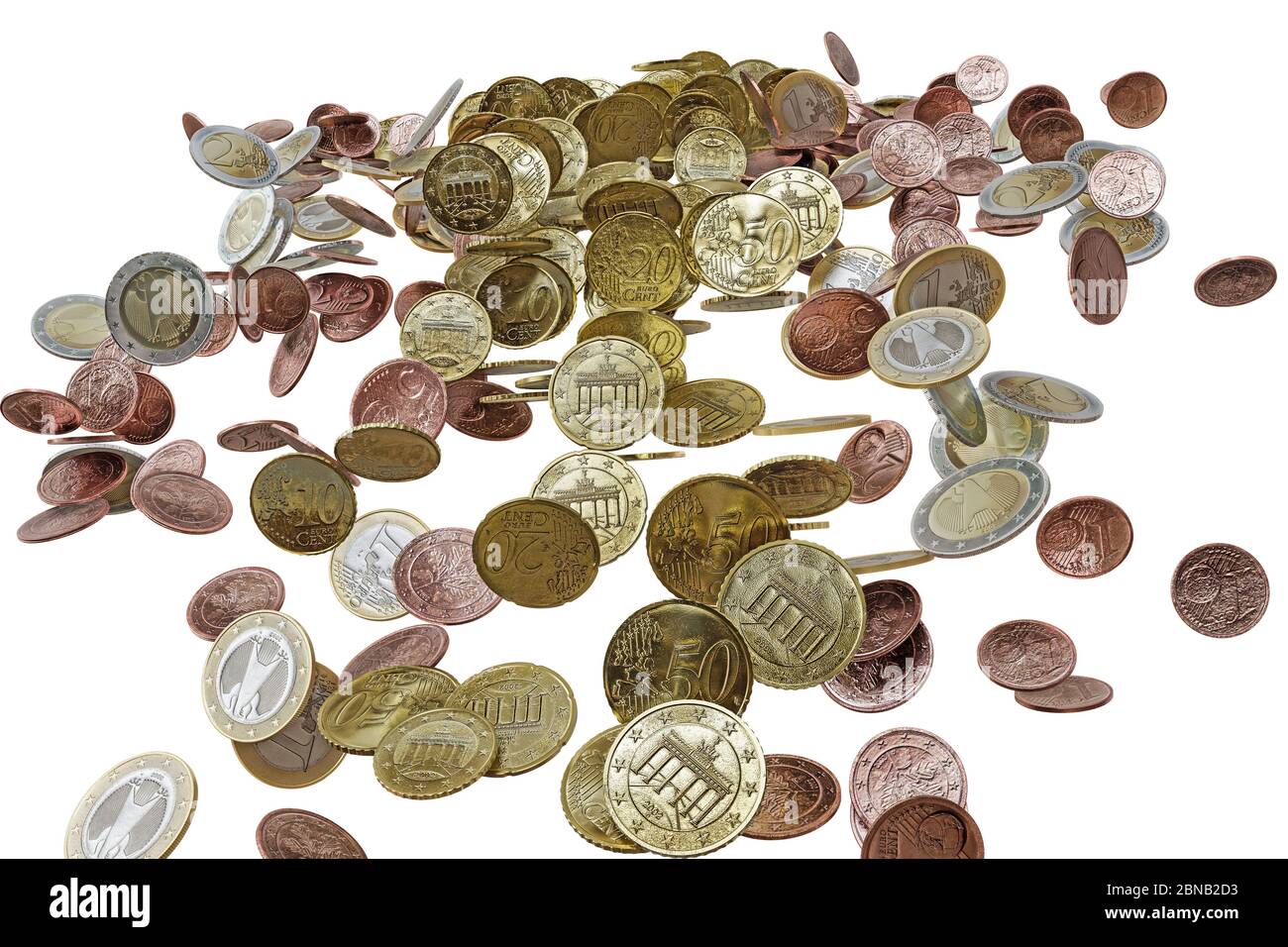 euro coins isolated on white background 3d illustration Stock Photo - Alamy
