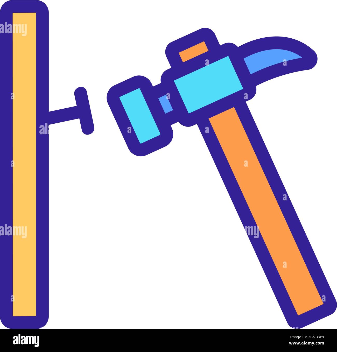 hammering nail icon vector outline illustration Stock Vector Image ...