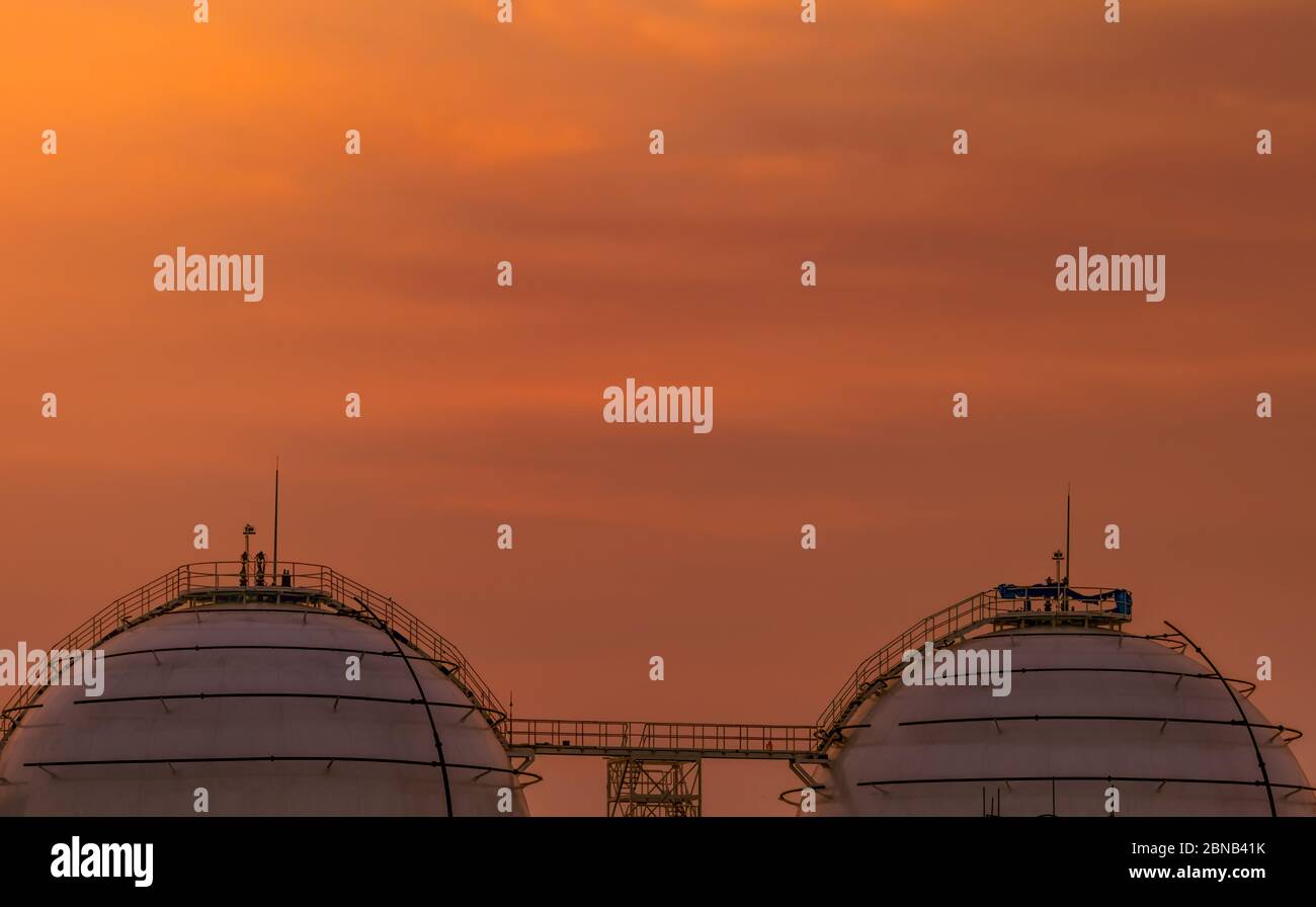 Industrial gas storage tank. LNG or liquefied natural gas storage tank ...