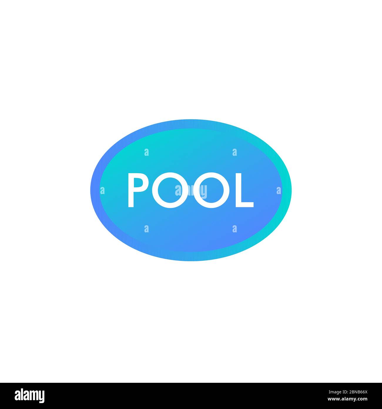 Oval blue color swimming pool vector illustration. Round shape neon ...