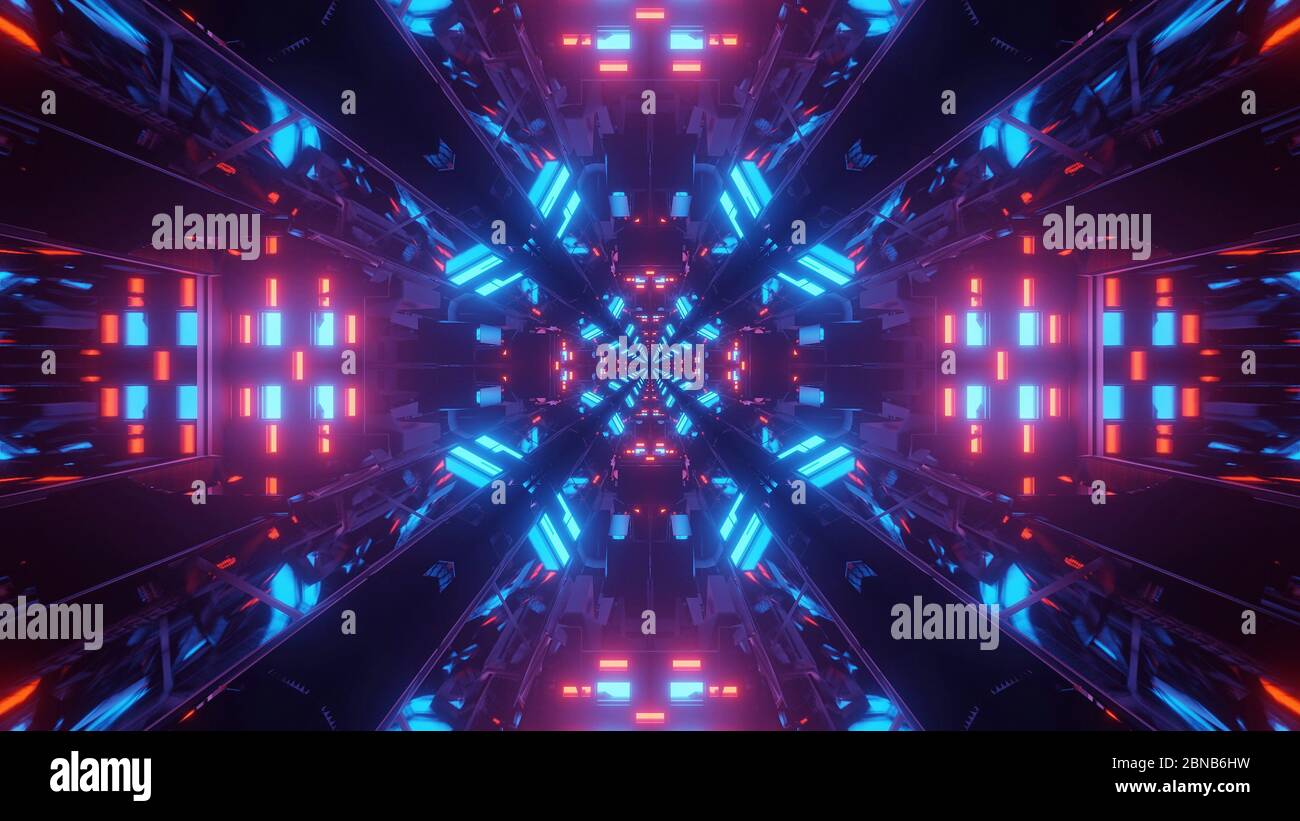 Illustration of a futuristic background with glowing blue and pink neon ...