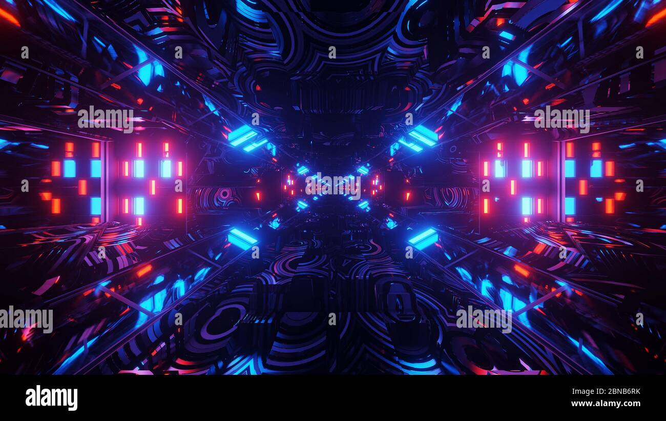 Illustration of a futuristic background with glowing blue and pink neon ...