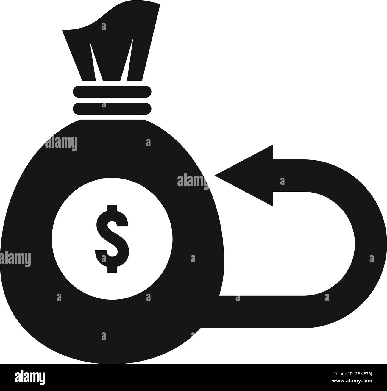 Money bag cash back icon. Simple illustration of money bag cash back ...
