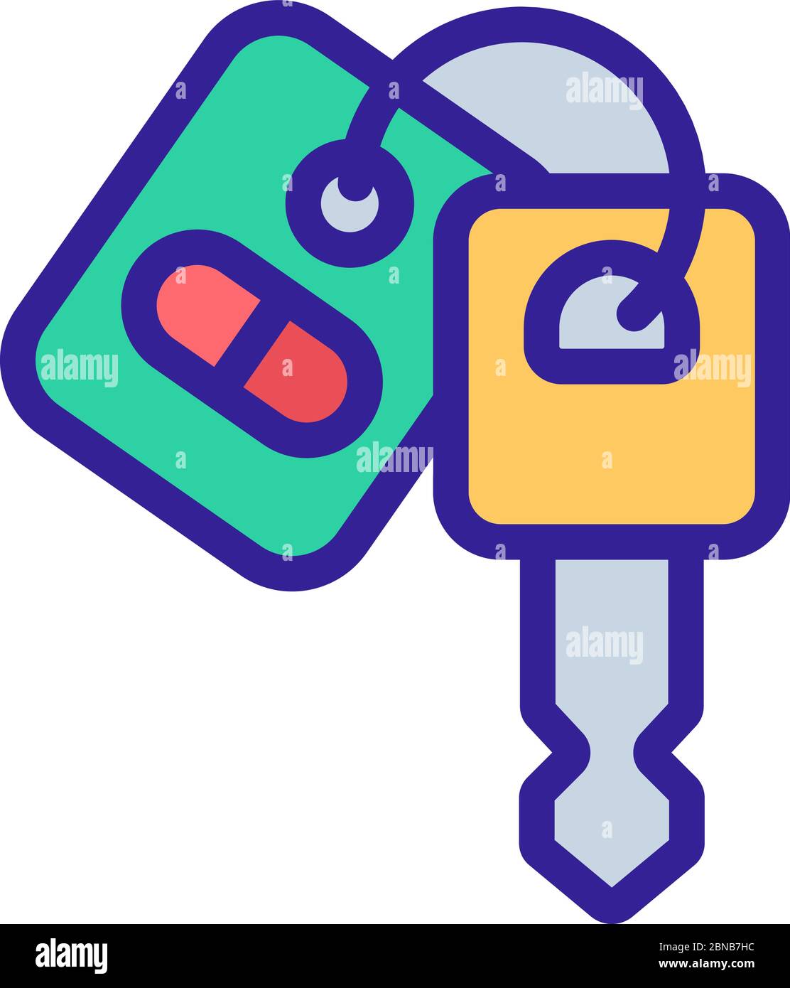 car key with keychain icon vector outline illustration Stock Vector ...