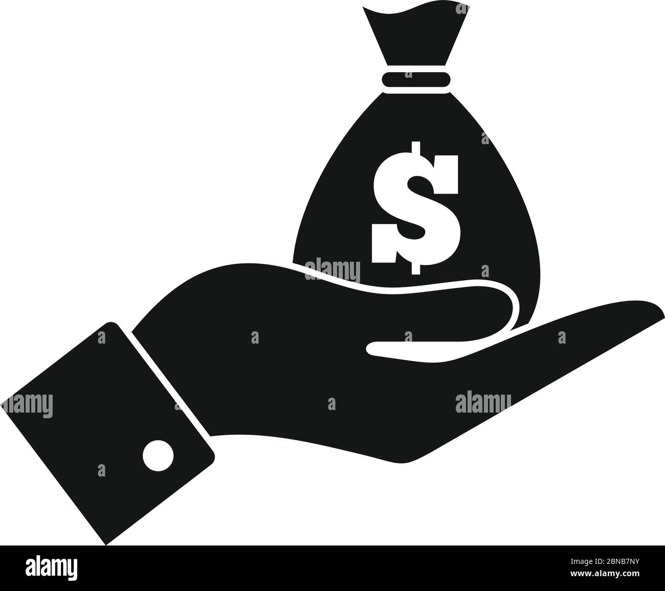 Hand money bag cash back icon. Simple illustration of hand money bag ...