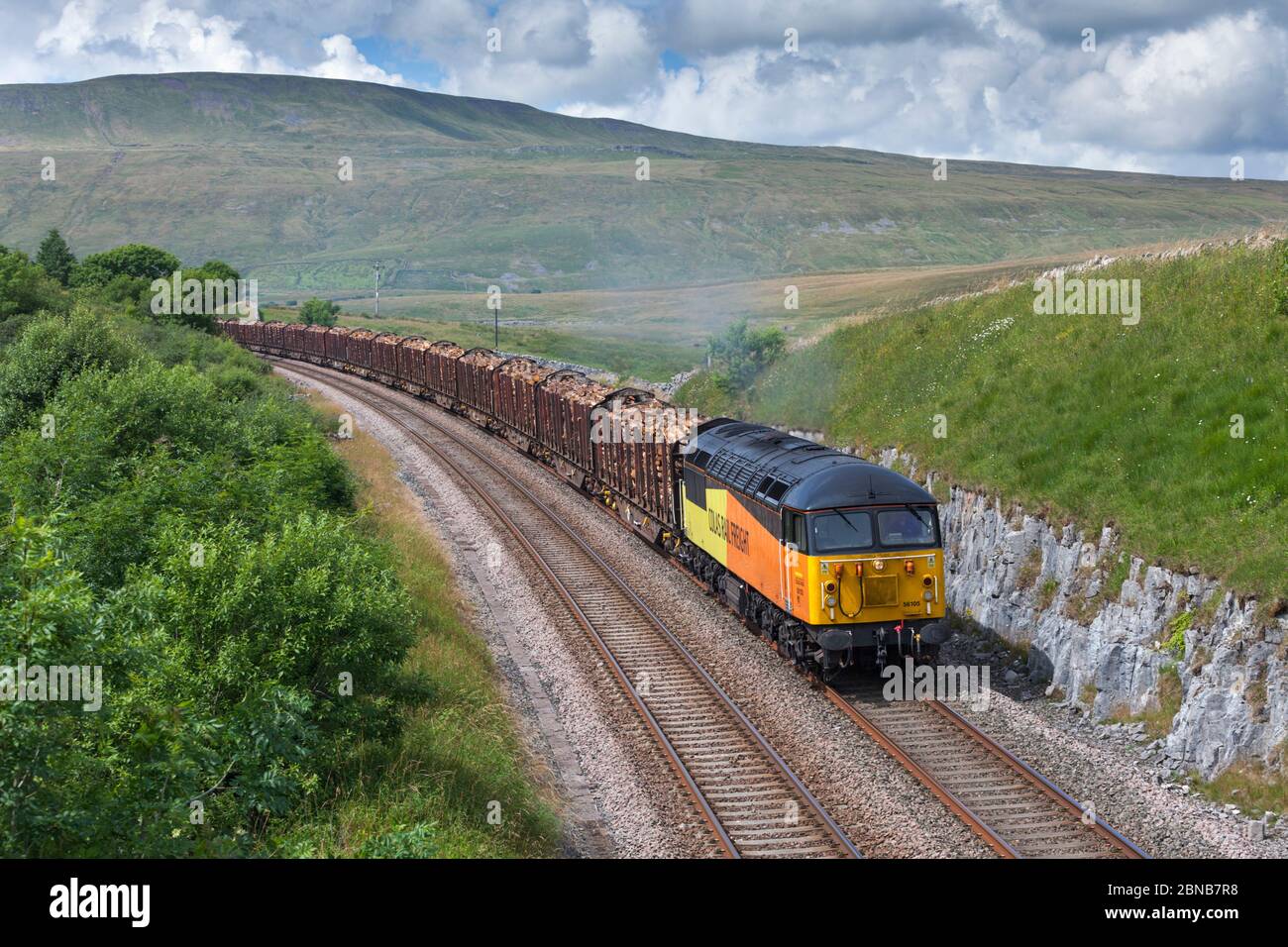 Colas rail freight class 56 locomotive 56105 passing Ribblehead on the ...