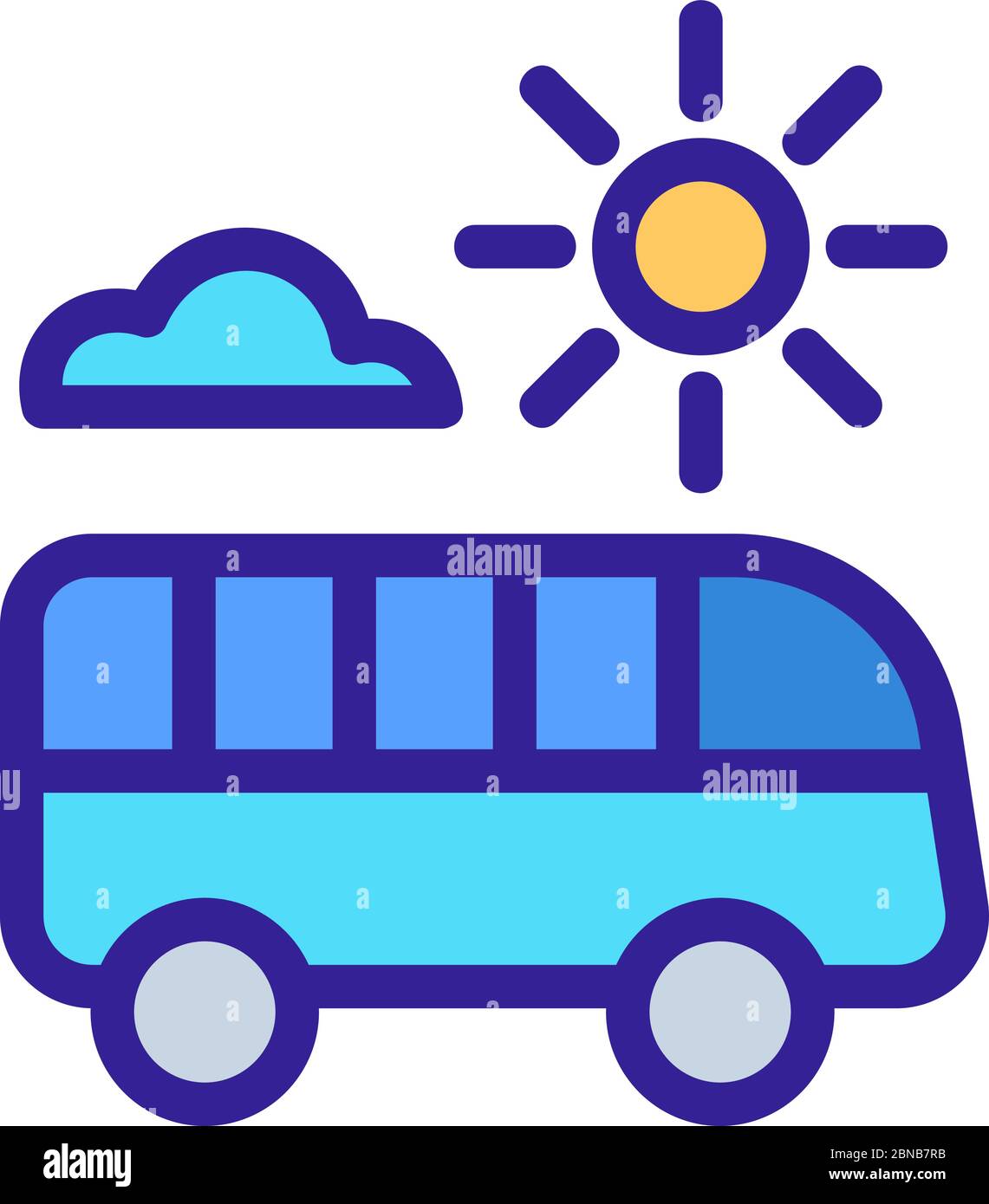 riding bus in fine sunny weather icon vector outline illustration Stock ...