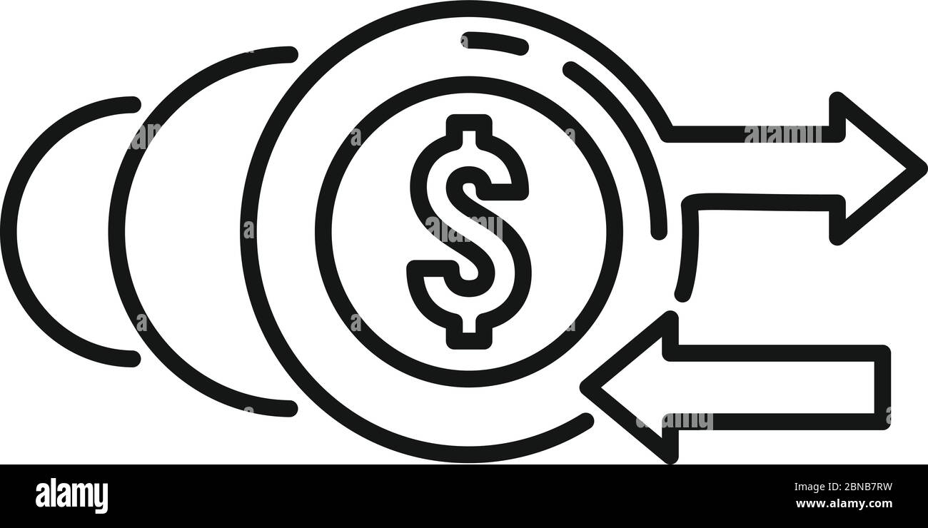 Discount money coins icon. Outline discount money coins vector icon for ...