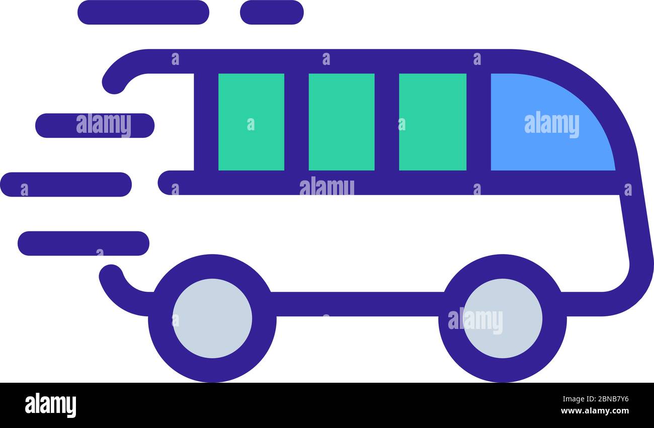 riding bus on way icon vector outline illustration Stock Vector Image ...