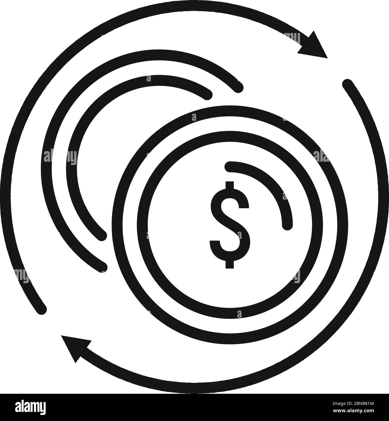 Convert money coins icon. Outline convert money coins vector icon for ...