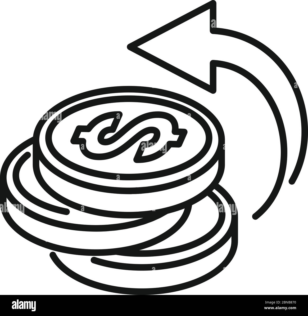 Coin cash back icon. Outline coin cash back vector icon for web design ...