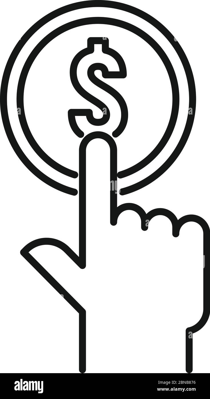 Push coin cash back icon. Outline push coin cash back vector icon for ...