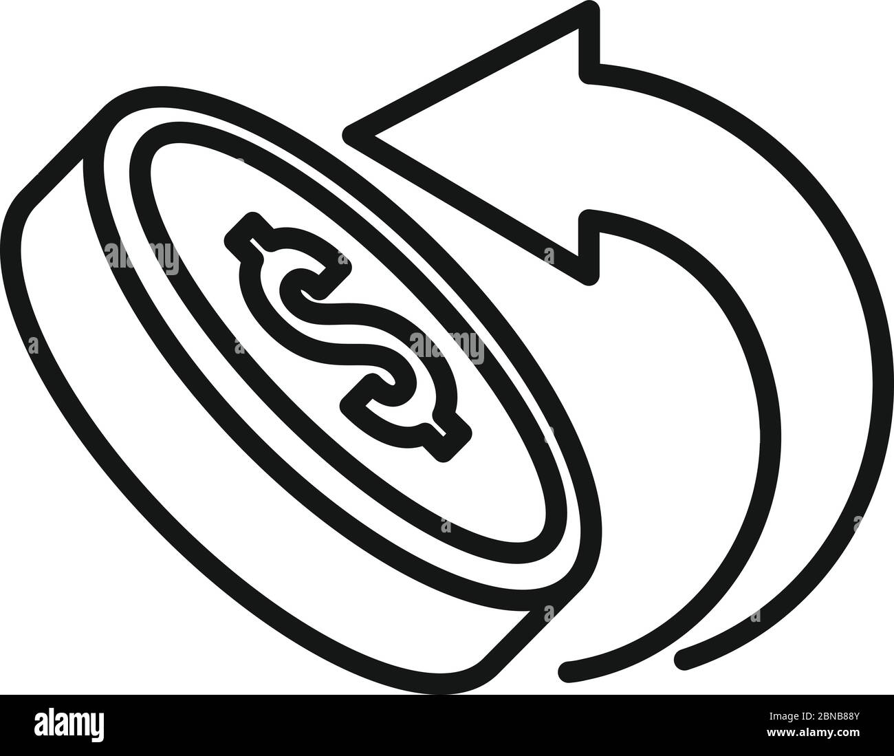 Refund money coin icon. Outline refund money coin vector icon for web ...