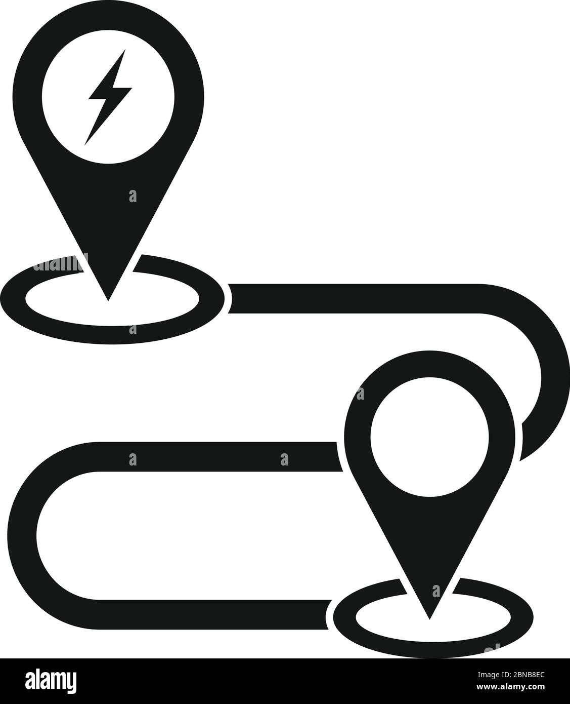 Electric car route icon. Simple illustration of electric car route ...