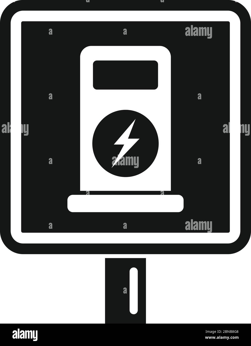 Road sign charging station icon. Simple illustration of road sign ...
