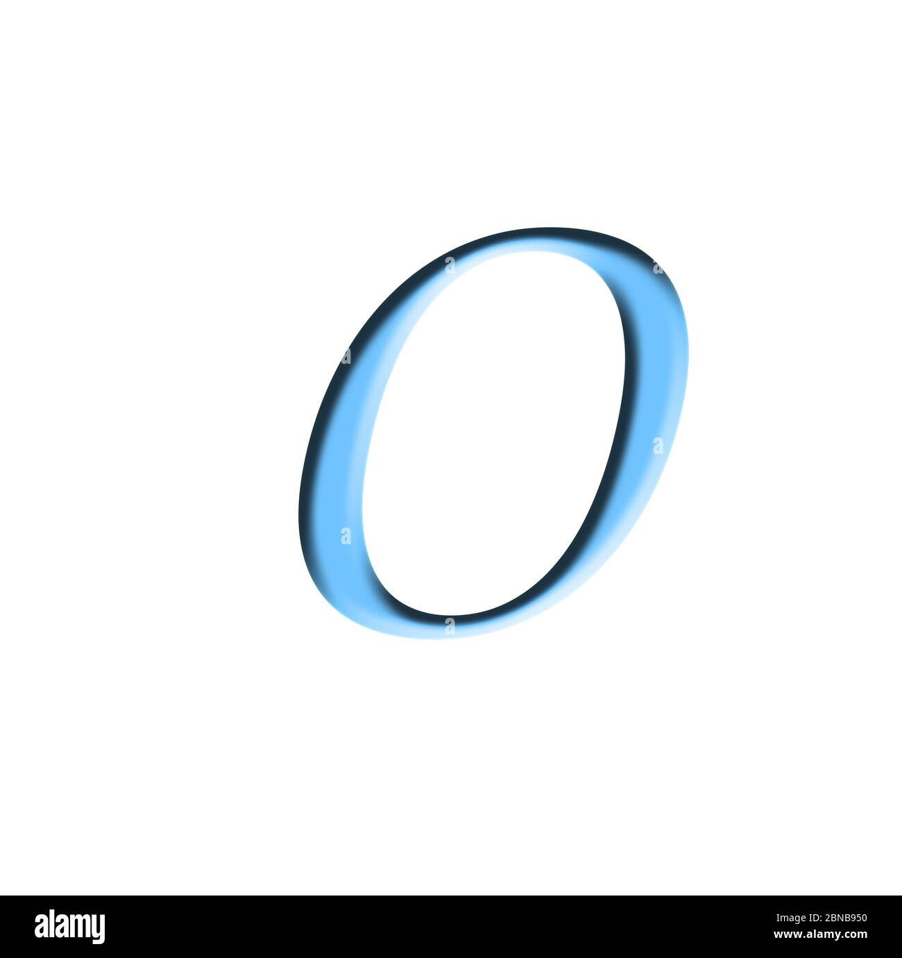 Blue number 0 represents isolated textured letters on white background ...
