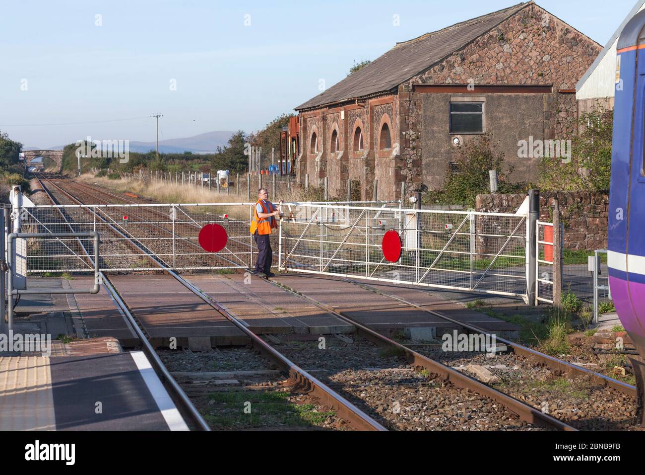 Network Rail signaller / Signal man at Bootle on the Cumbrian coast ...