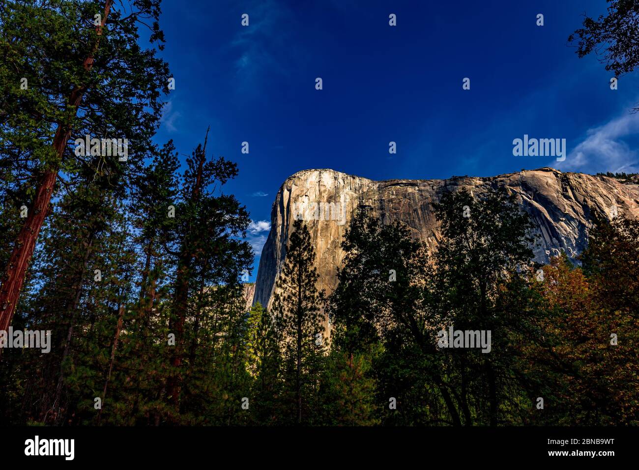 World famous rock climbing wall of El Capitan, Yosemite national park ...
