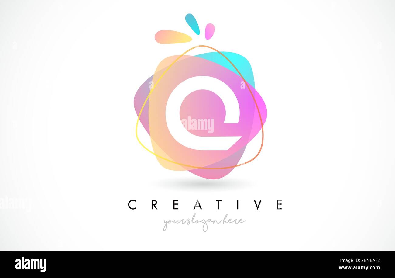 Q Letter Logo Design with Vibrant Colorful Splash rounded shapes. Pink ...
