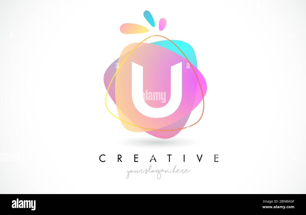 U Letter Logo Design with Vibrant Colorful Splash rounded shapes. Pink ...