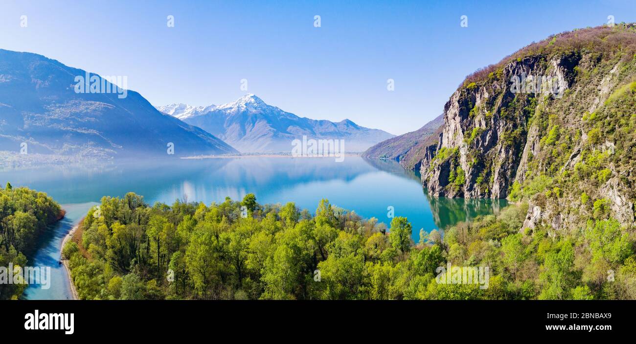 Lake of Novate Mezzola - Valchiavenna (IT) - Verceia - aerial view ...