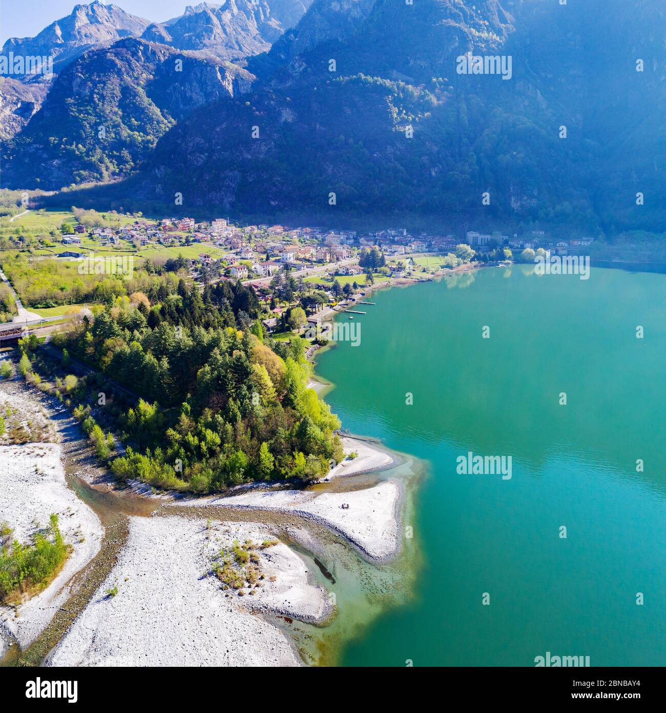 Lake of Novate Mezzola - Valchiavenna (IT) - Verceia - aerial view ...