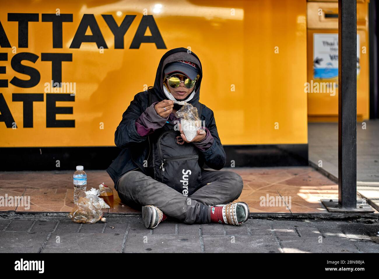 Happy Homeless People Eating