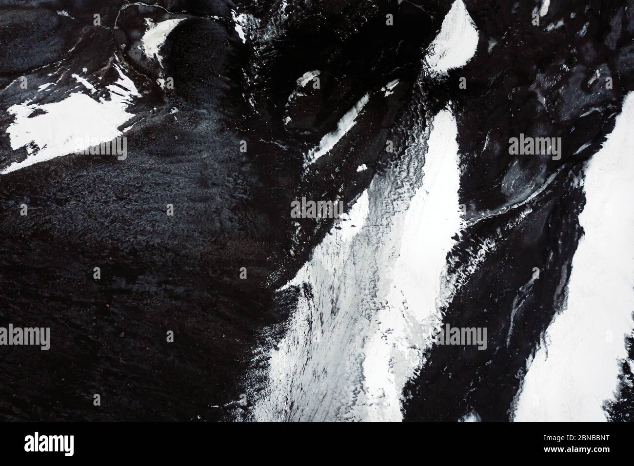 Aerial view of the volcanic desert on Iceland, in the background a ...