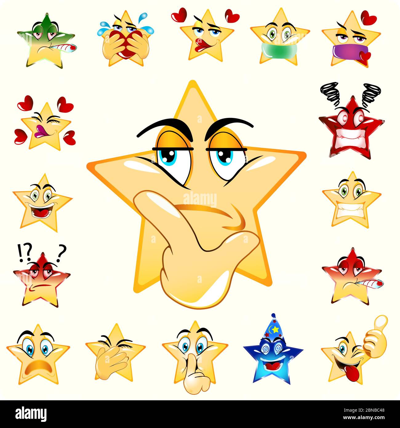 Illustration of Think Star Emoji. Yellow Gradient combine color. Stock ...