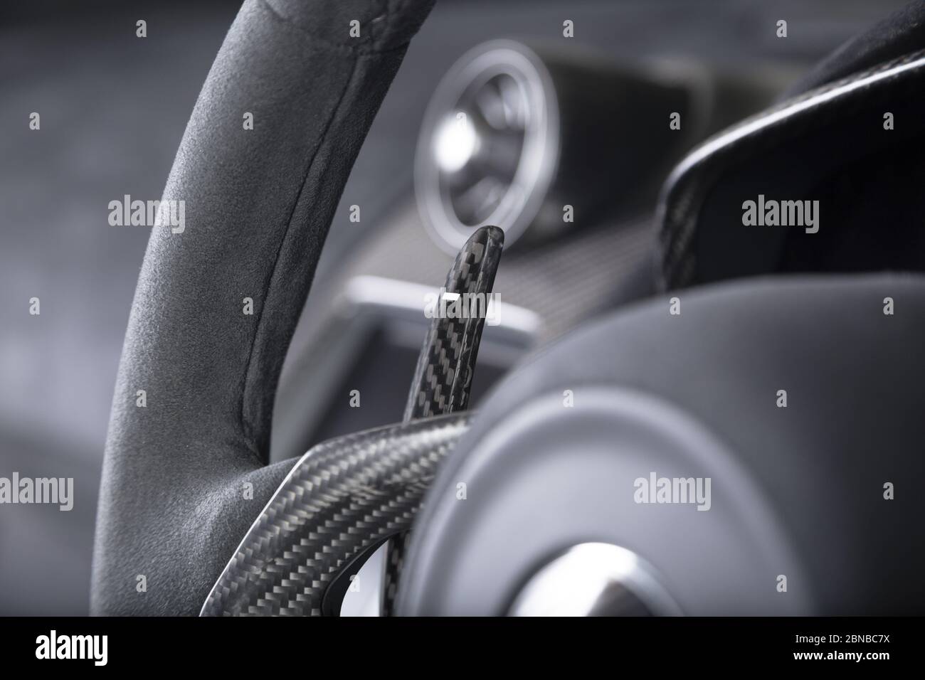 Closeup shot of a black car's modern interior wheel - perfect for ...