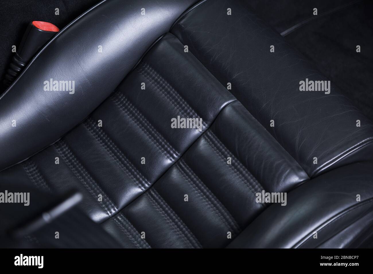 Closeup shot of the black leather seat texture of a modern car Stock ...