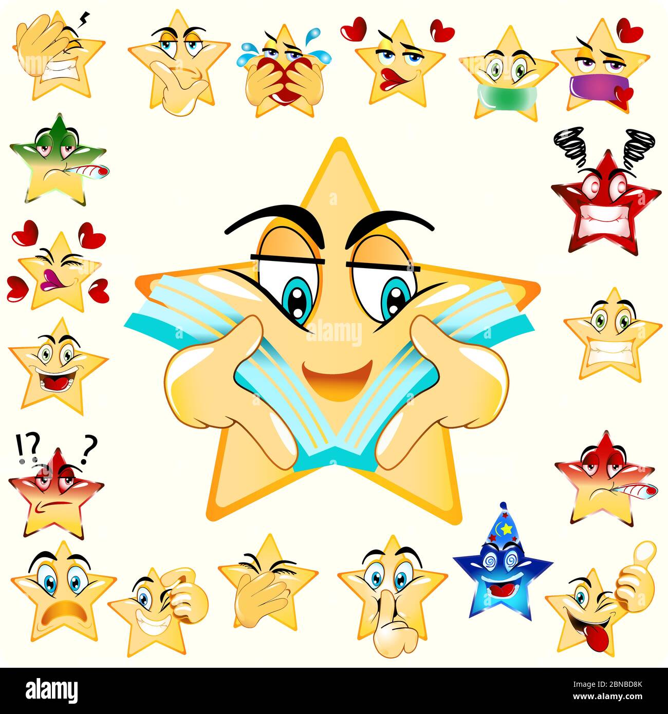 Illustration of Reading Book Star Emoji. Yellow Gradient combine color ...