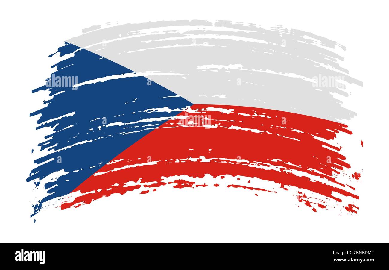 Czech Republic torn flag in grunge brush stroke, vector image Stock ...