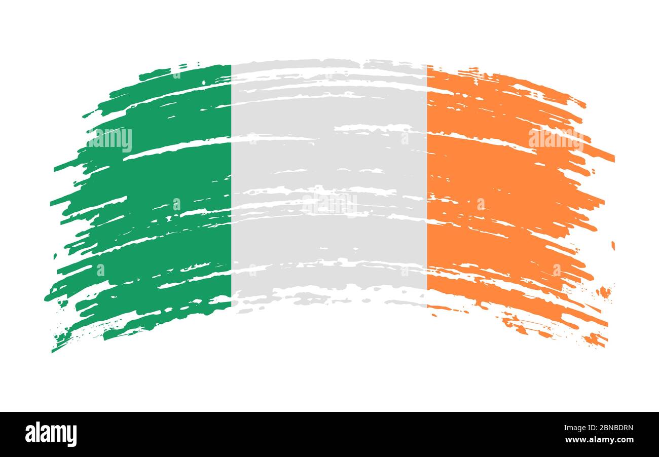 Irish torn flag in grunge brush stroke, vector image Stock Vector Image ...