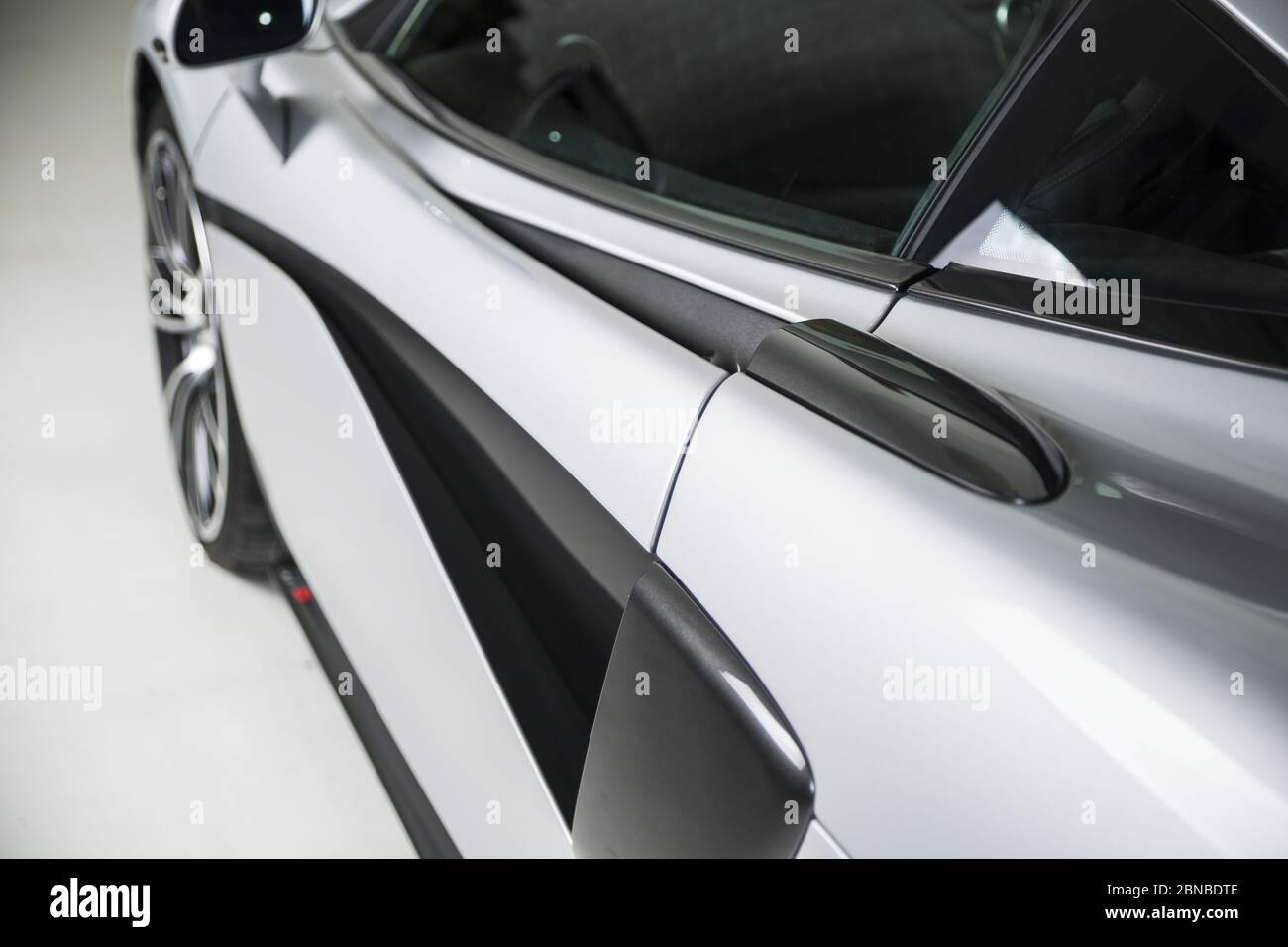 Closeup shot of the exterior details of a modern grey car Stock Photo ...