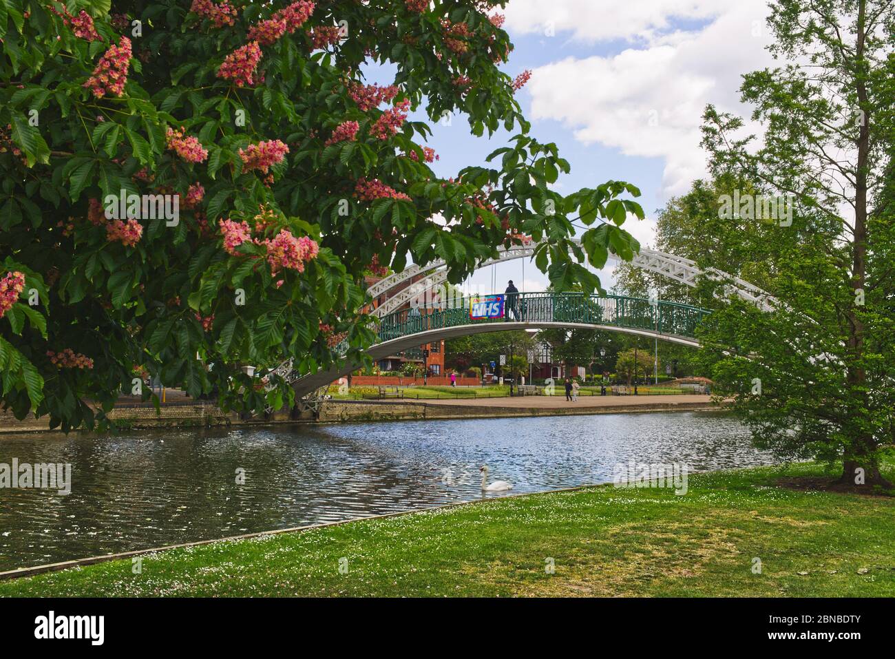 Thank you NHS sign on Bedford Suspension Bridge, Embankment ...