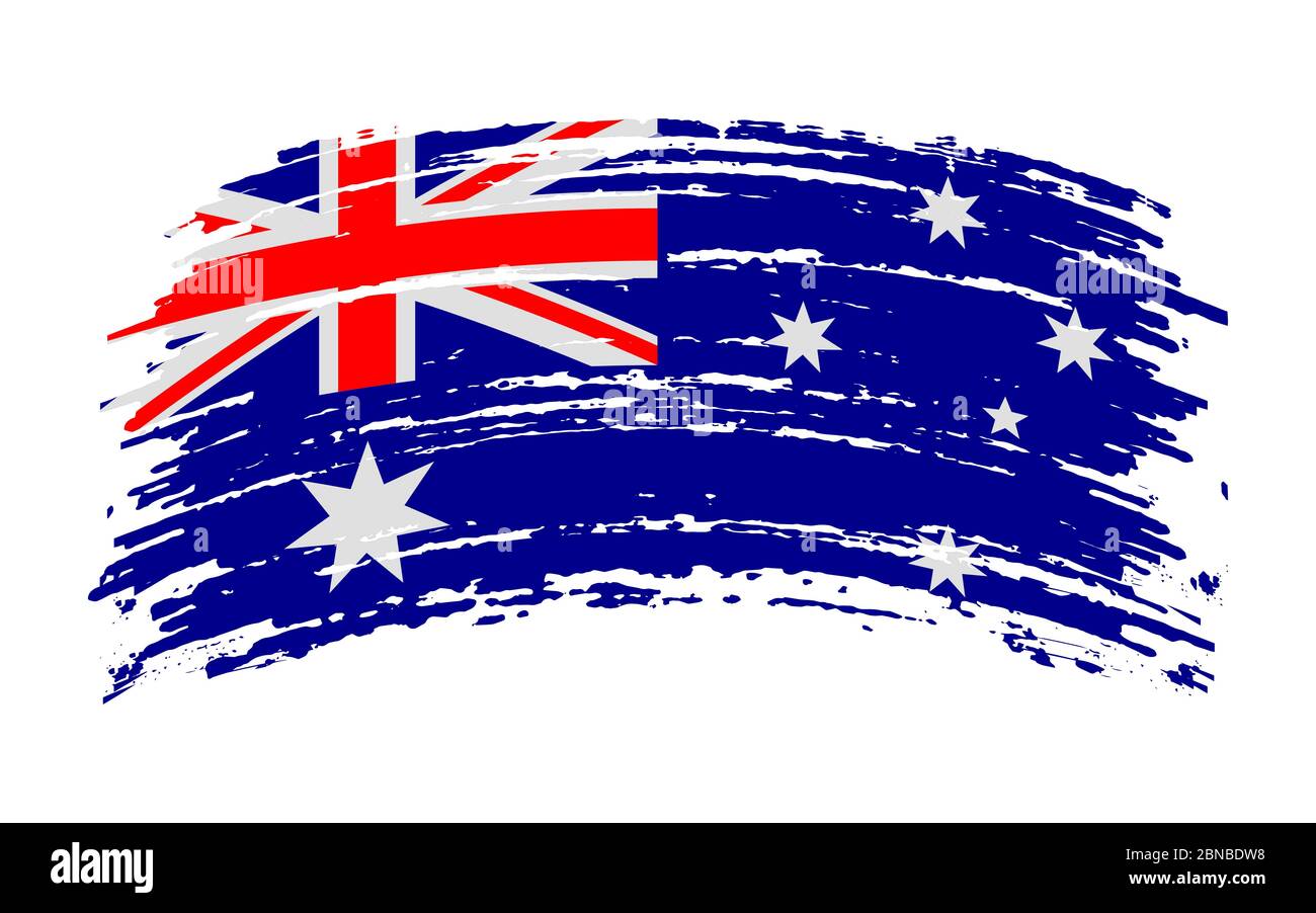 Australian torn flag in grunge brush stroke, vector image Stock Vector ...