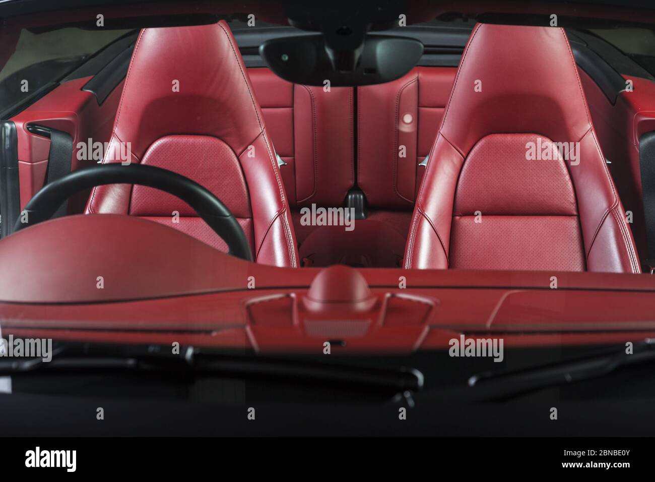 Red leather interior of a modern sport car Stock Photo - Alamy