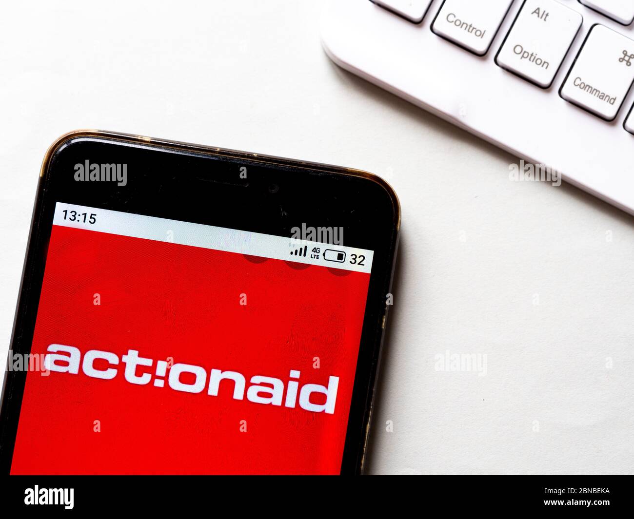 In this photo illustration ActionAID logo is seen displayed on a ...