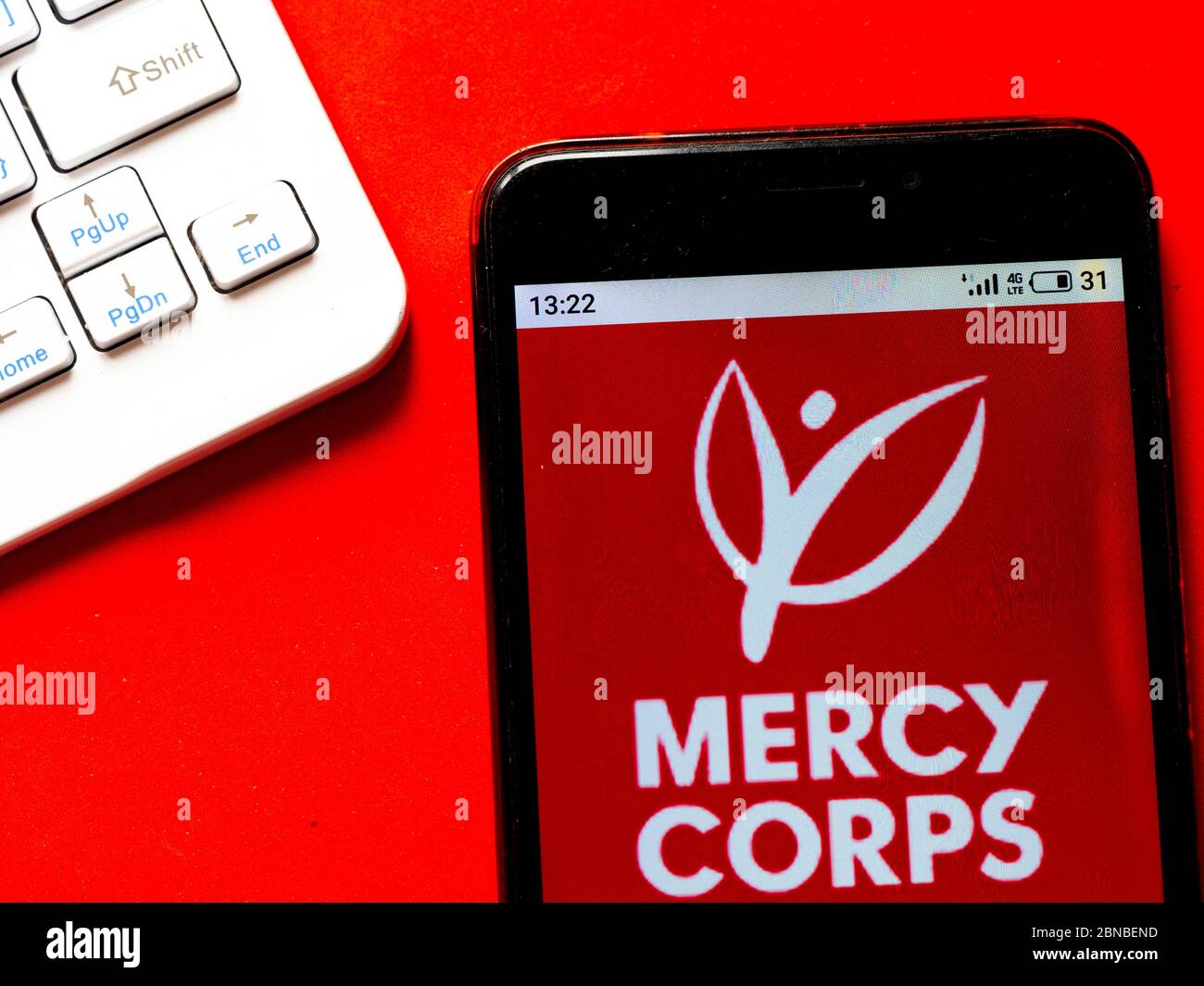 In this photo illustration Mercy Coprs logo is seen displayed on a ...