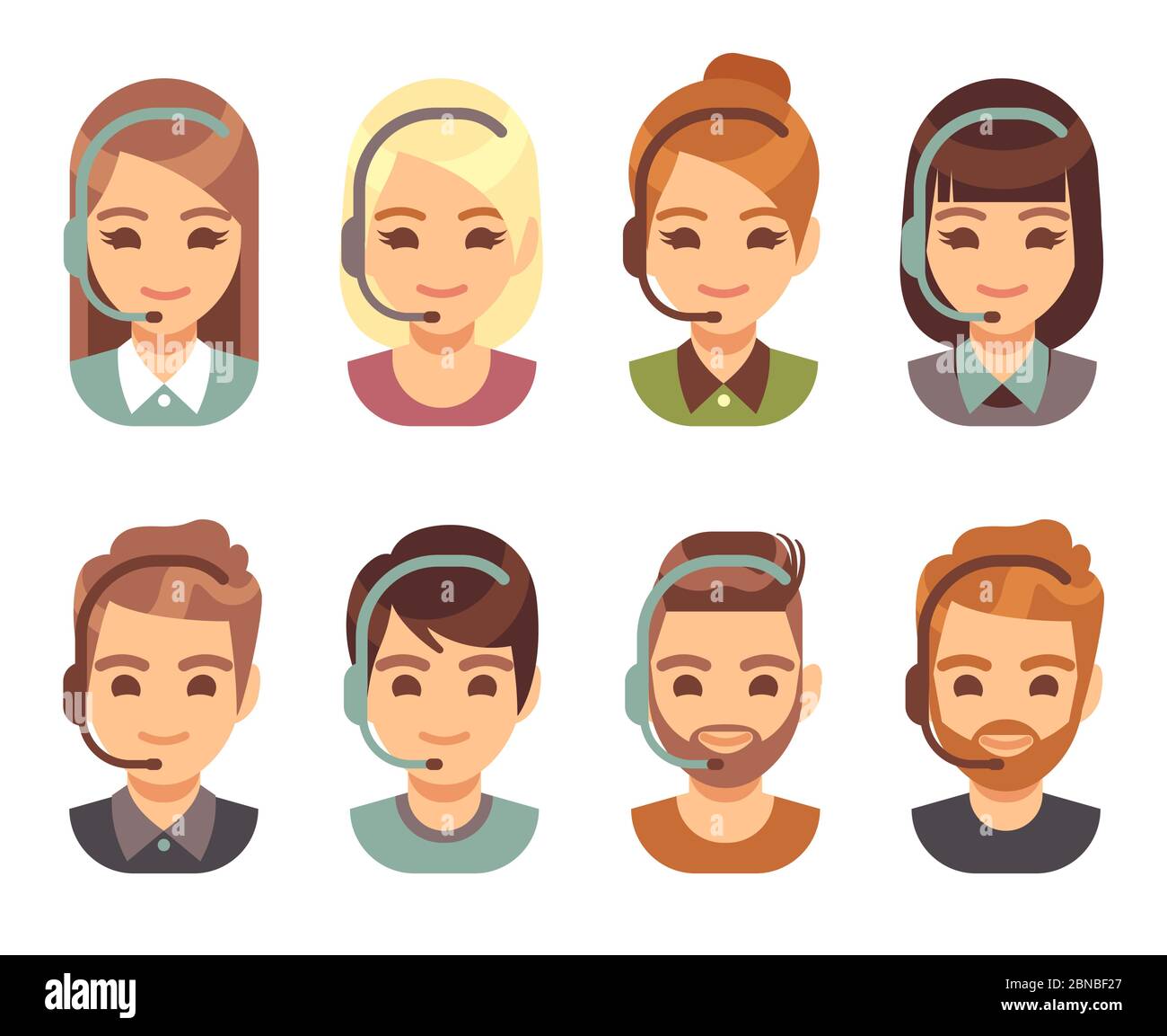 Call center man and woman operator business avatars. Cartoon people ...