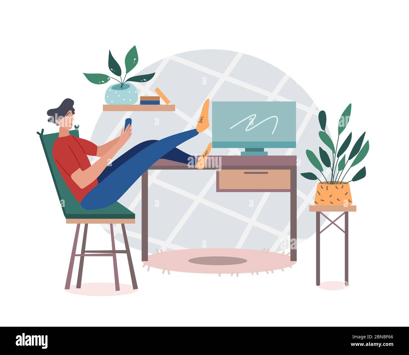 Guy scrolling phone Stock Vector Images - Alamy