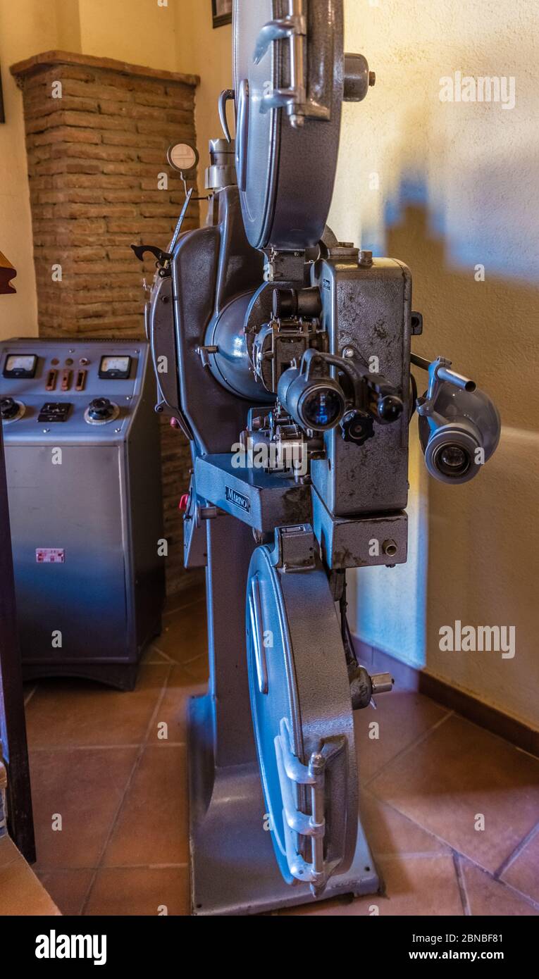 Old movie projector for cinema. Vintage movie camera keep in museum. It ...