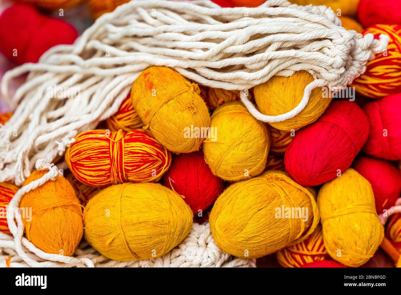Assorted Sacred colorful thread during Janai Purnima festival or ...