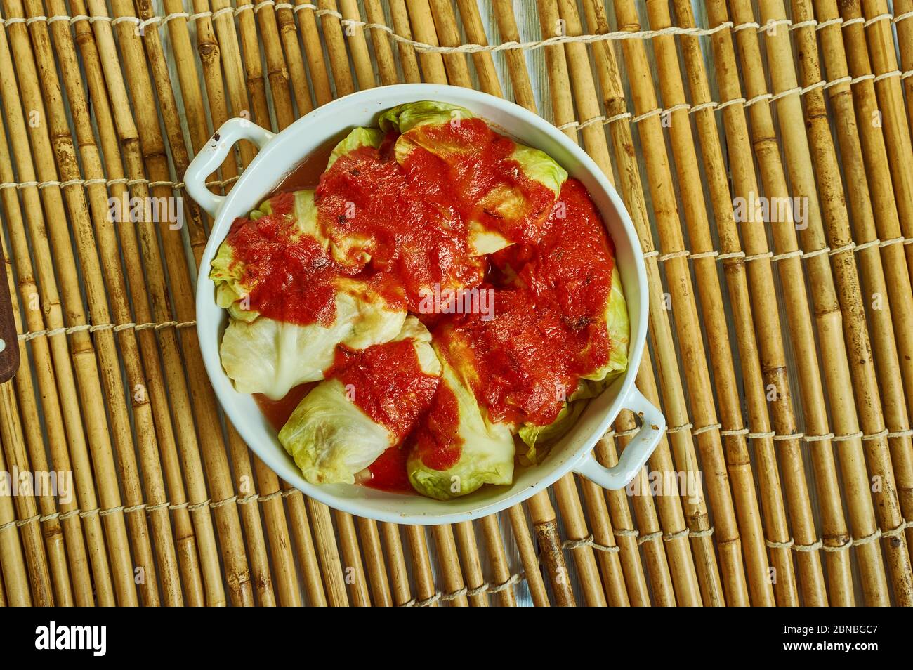 Potato and Smoked Fish Cabbage Rolls close up Stock Photo - Alamy